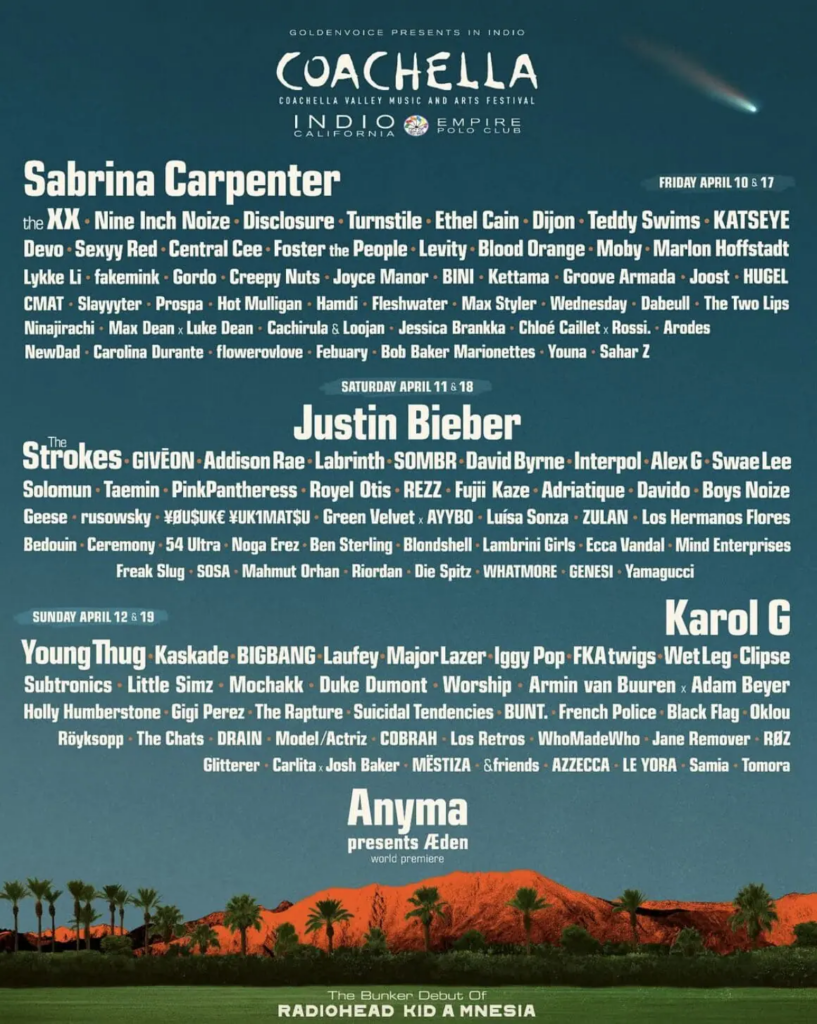 Coachella Lineup 2026 - the bird on fire